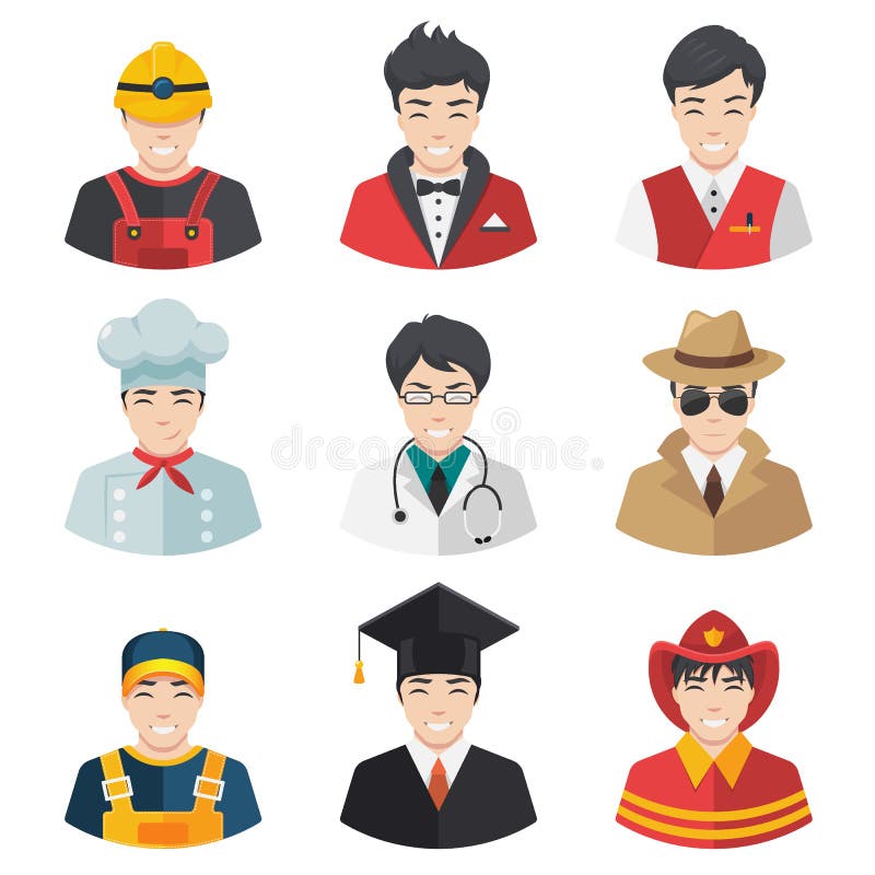 Professions Vector Flat Icons Stock Vector - Illustration of avatar ...