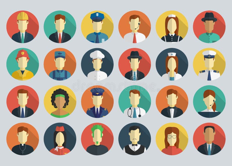 People Of Different Occupations. Professions Icons Set. Flat Design ...