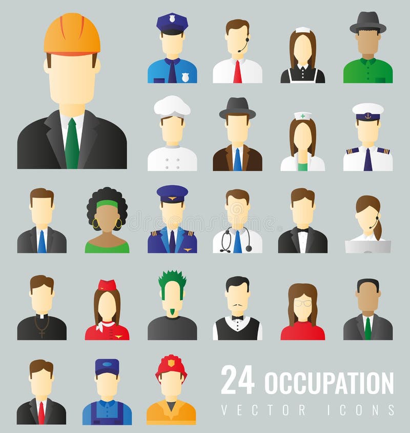 Professions Vector Flat Icons. Stock Vector - Illustration of business ...