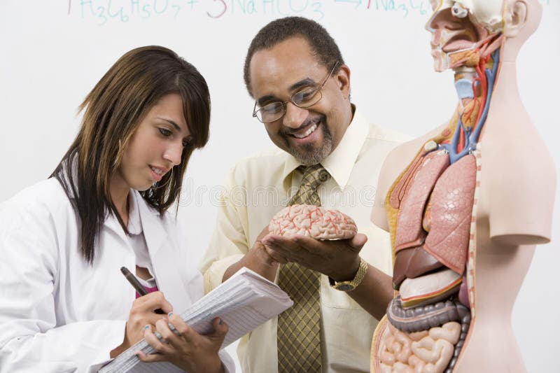 Professor Assisting Female Student Im Wissenschafts-Labor Stockfoto ...
