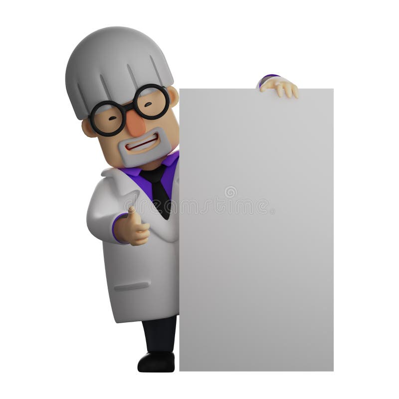 3D Professor Cartoon Illustration with an Iconic White Jacket Stock ...