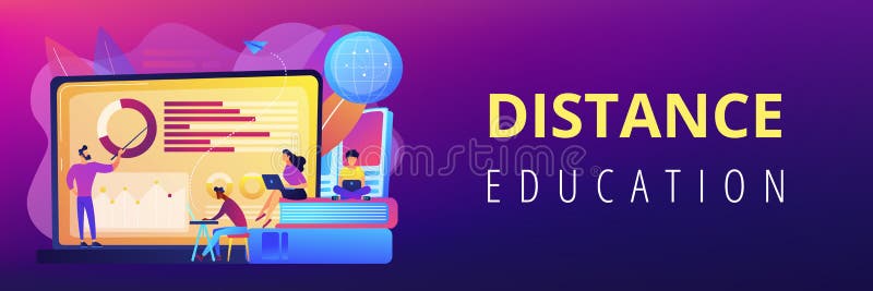 Distance Learning Concept Banner Header. Stock Vector - Illustration of concept, advertising ...