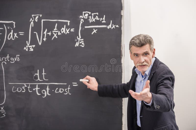 Senior Professor Writing on the Board Stock Photo - Image of hall ...