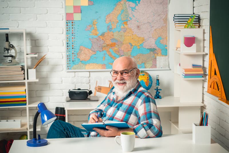 Professor in Classroom at the School. Teaching in University ...