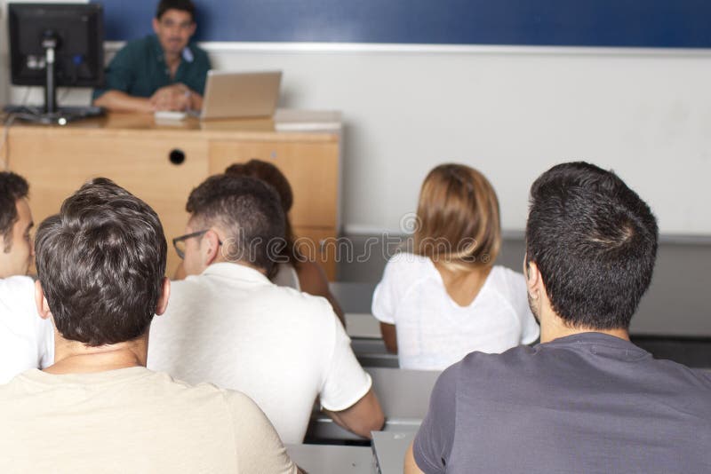 Professor in Classroom with Students Stock Photo - Image of teacher ...