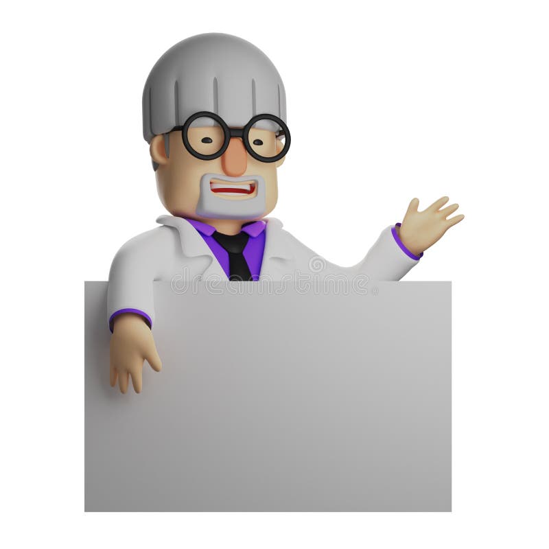 Professor 3D Cartoon Design Standing Behind a Whiteboard Stock ...