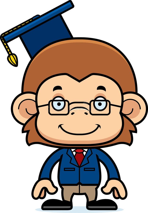 Professor De Sorriso Monkey Dos Desenhos Animados Ilustração do Vetor ...