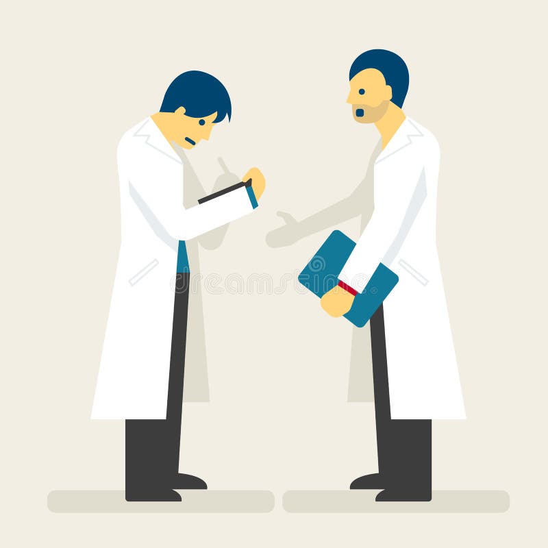 Professor Doctor Teaching the Intern, Medical Concept Illustration ...