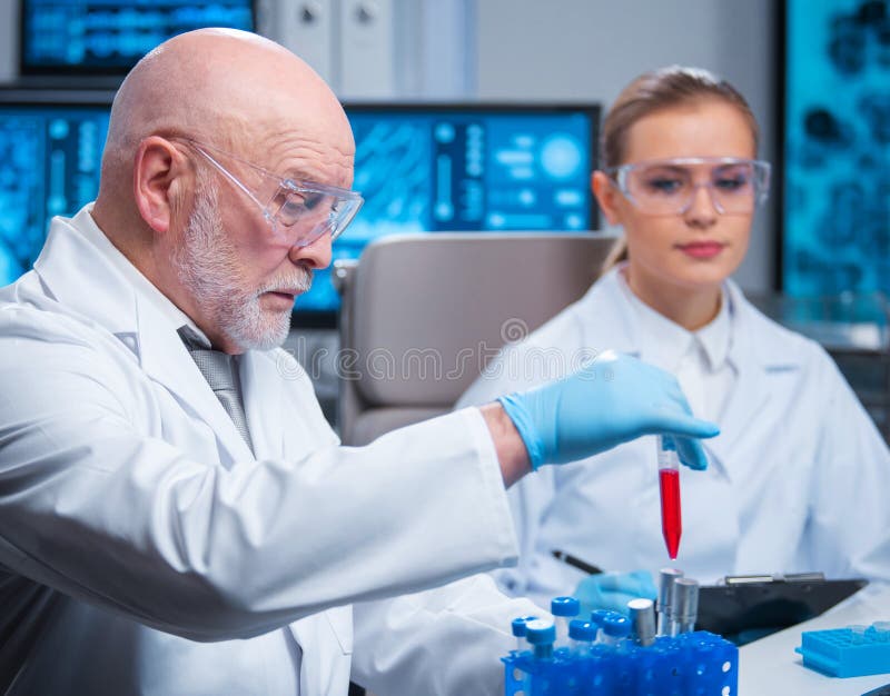 Professor and Doctor Work in a Modern Scientific Laboratory Using ...