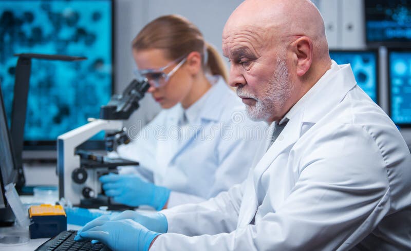 Professor and Doctor Work in a Modern Scientific Laboratory Using ...