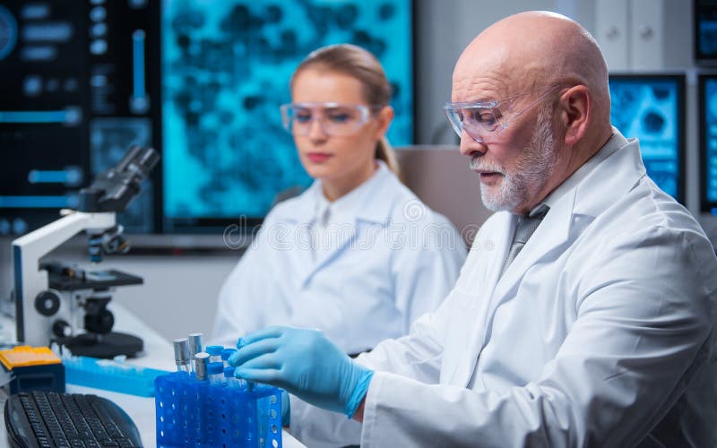 Professor and Doctor Work in a Modern Scientific Laboratory Using ...