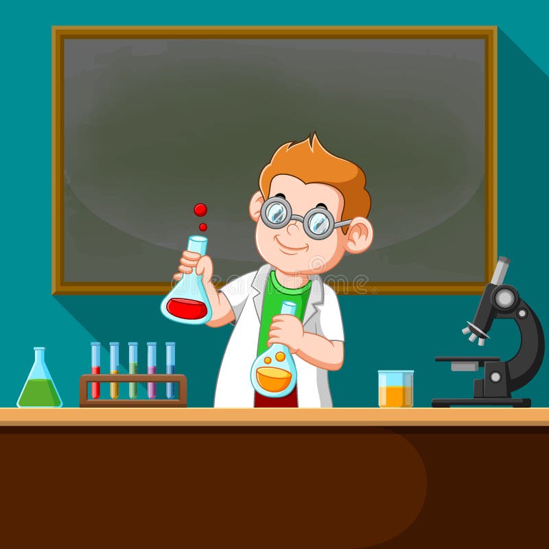 Chemistry Professor Working At The Lab Stock Vector - Illustration of ...