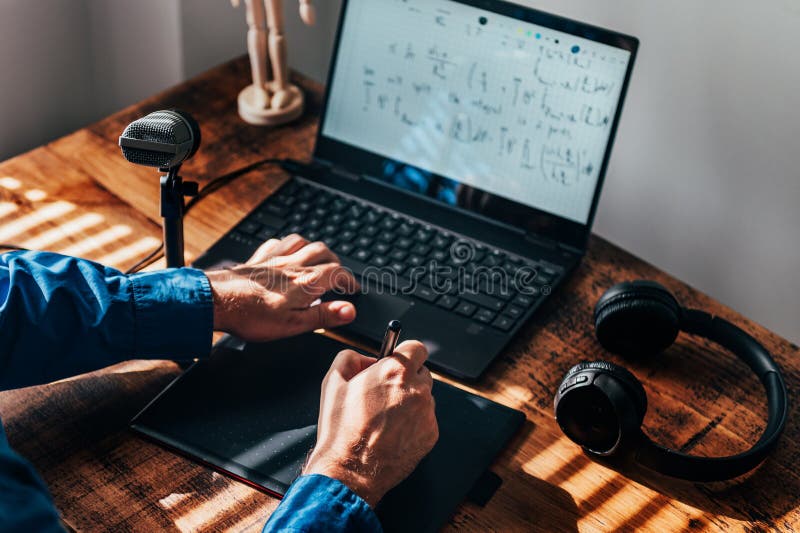 Professor is Doing Online Lecture Stock Photo - Image of online ...