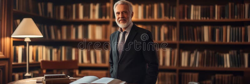 The Professor, Dressed in a Suit, Poses Confidently beside a Large ...