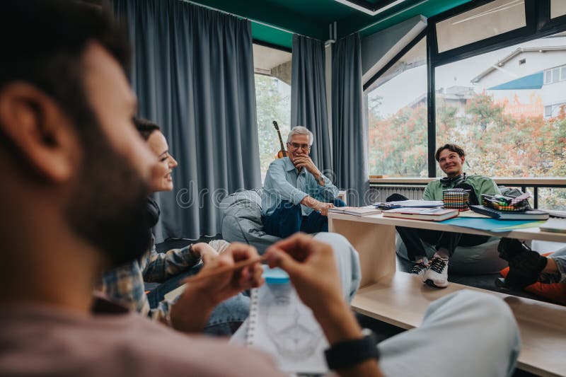 Professor Engaging Students Modern Learning Space Stock Photos - Free ...