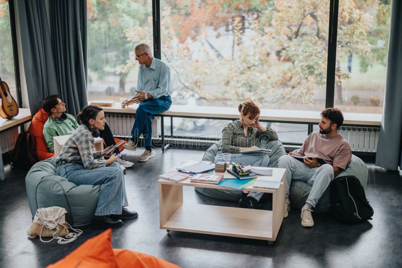 Professor Engaging with Students in a Modern Learning Space Stock Image ...