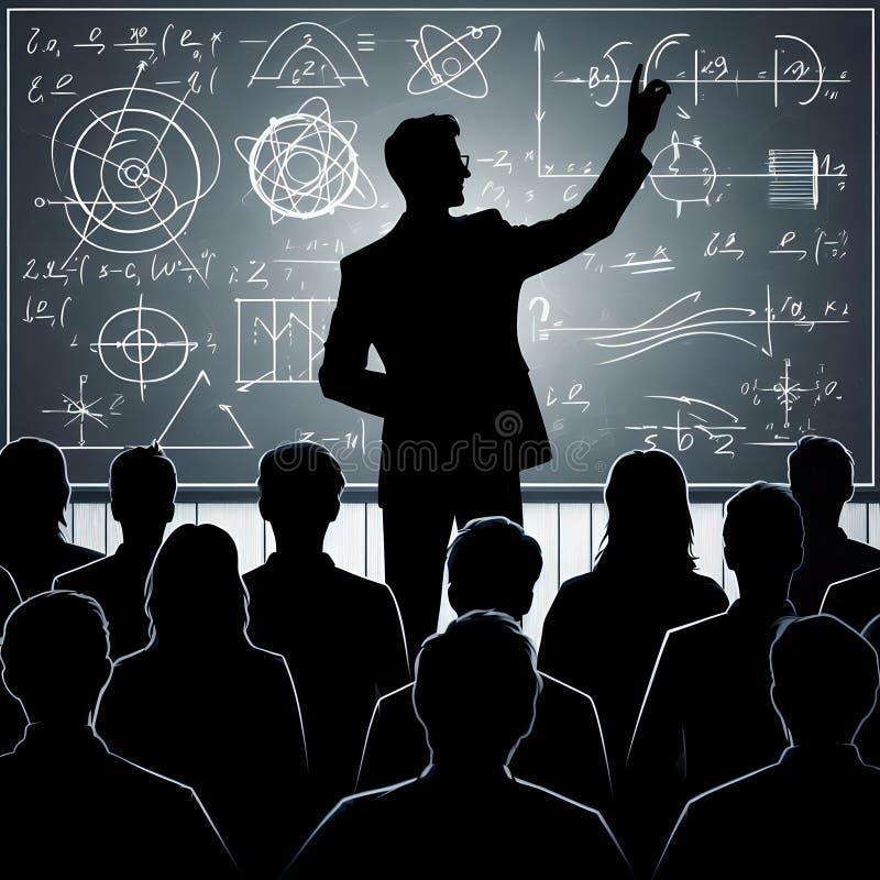 Professor Explaining Complex Mathematical Formulas on Chalkboard To ...
