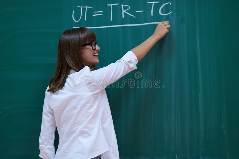 The Professor Explains the Task on the Board Stock Image - Image of ...