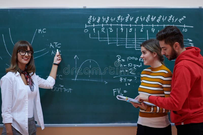 The Professor Explains the Task on the Board Stock Image - Image of ...