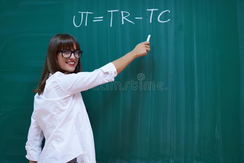The Professor Explains the Task on the Board Stock Image - Image of ...