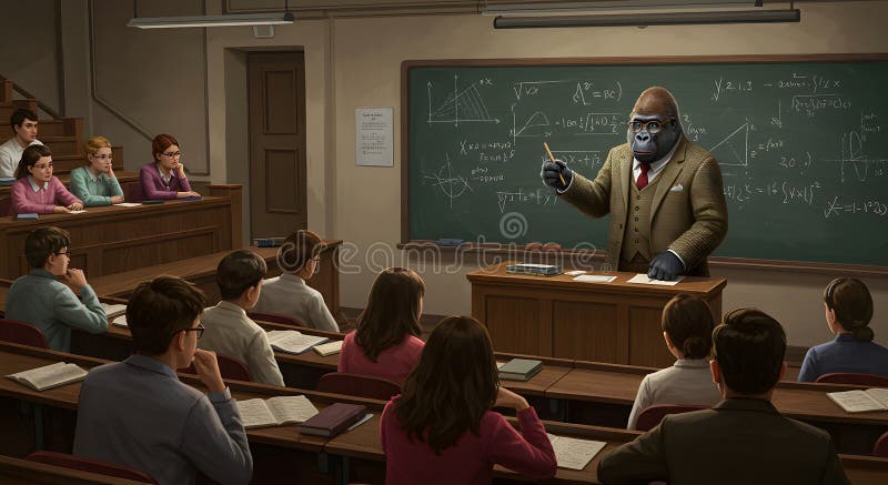 Professor Gorilla S Advanced Calculus Lecture Stock Image - Image of ...