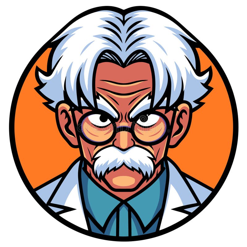 Professor Head Mascot Circular Logo Design Stock Illustration ...