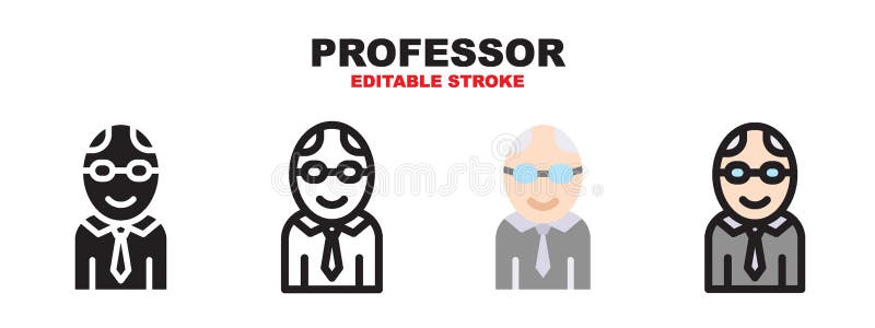 Professor Icon Set with Different Styles. Editable Stroke and Pixel ...