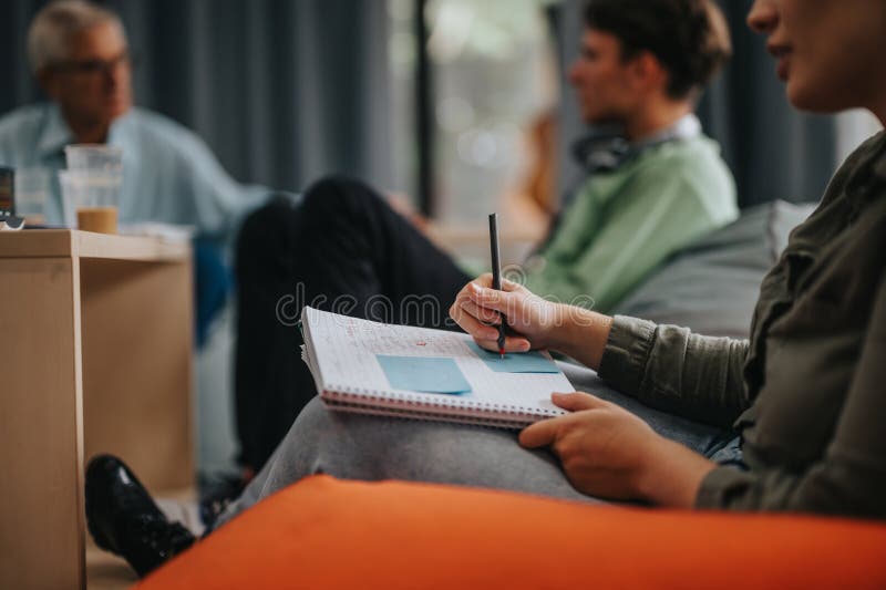 Professor Interacting with Engaged Students during Study Session Stock ...