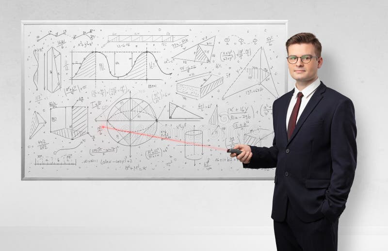 Professor on Whiteboard Teaching Geometry Stock Photo - Image of ...