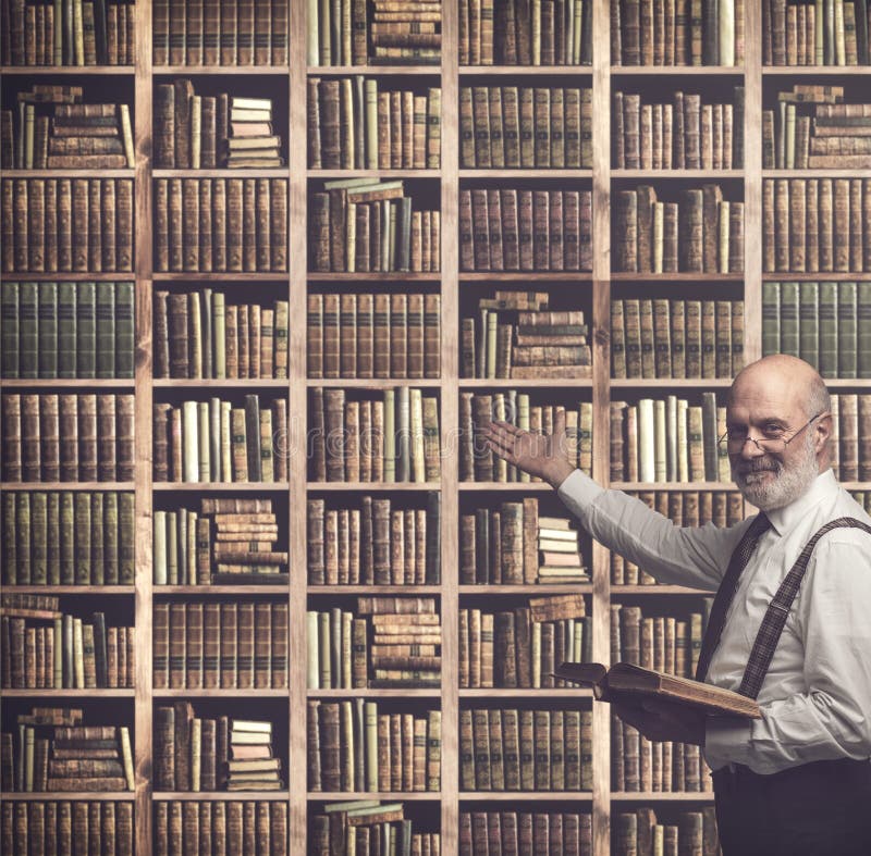 Professor in the library stock image. Image of educator - 138323439