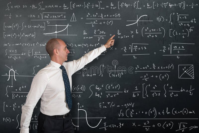 Mathematics Professor at the Blackboard Stock Image - Image of business ...