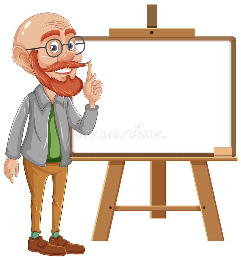 A Professor Pointing at Empty Presentation Board Stock Vector ...