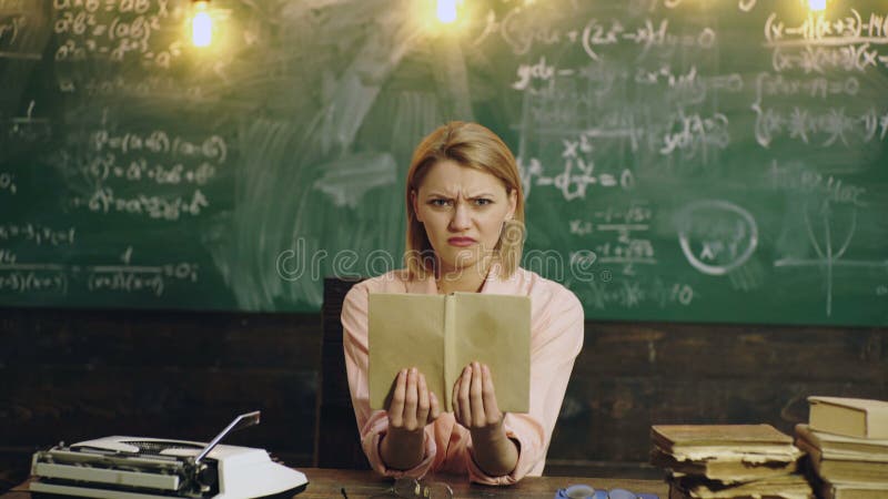 Professor Preparing for Class. College Student Sitting at Desk in the ...