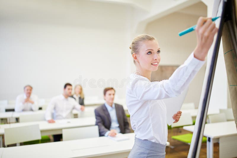 Professor during a Presentation with a Flipchart Stock Image - Image of ...