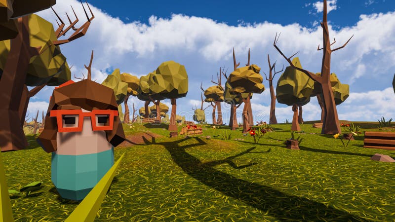 A Professor with Red Glasses in a Virtual Setting and with a Natural ...