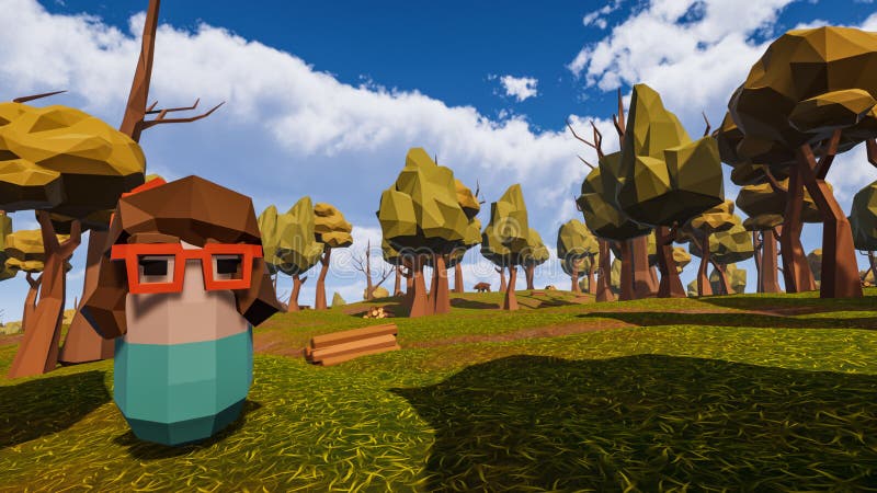 A Professor with Red Glasses in a Virtual Setting and with a Natural ...