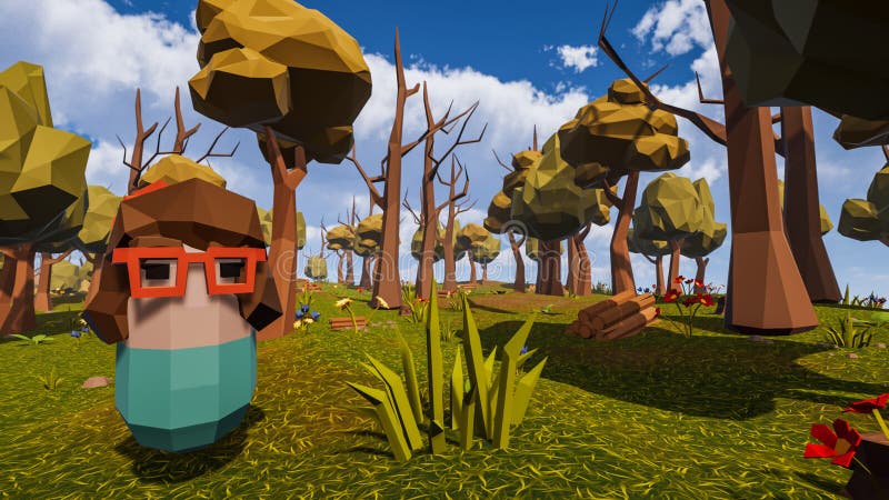 A Professor with Red Glasses in a Virtual Setting and with a Natural ...