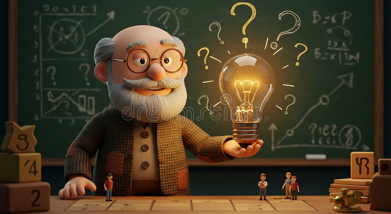 Professor S Illuminated Idea: a Warm 3D Render Stock Illustration ...