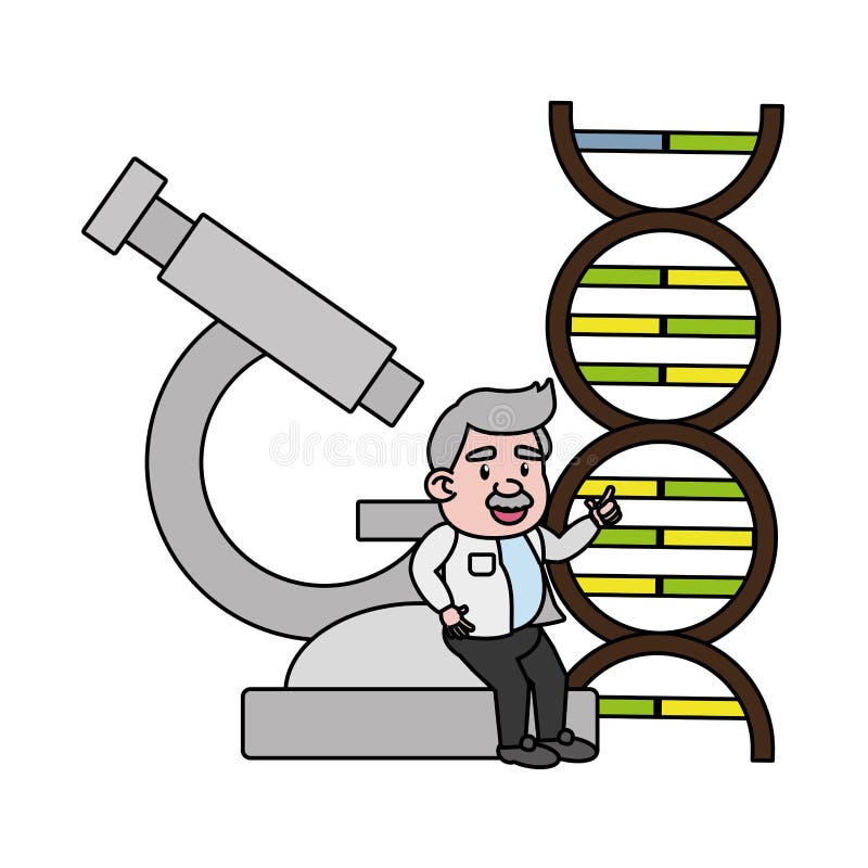 Professor Science Microscope Dna Stock Illustration - Illustration of ...