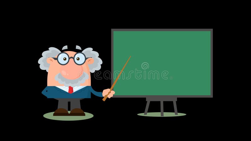 Professor or Scientist Cartoon Character with Pointer Presenting a ...