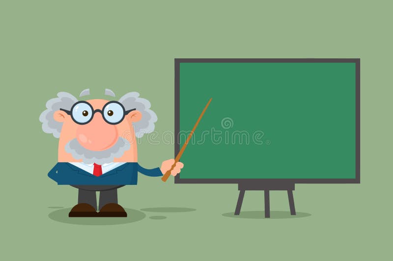 Professor or Scientist Cartoon Character Speaking Behind a Podium with ...
