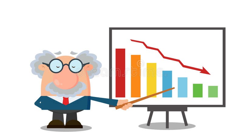 Professor or Scientist Cartoon Character with Pointer Presenting a ...