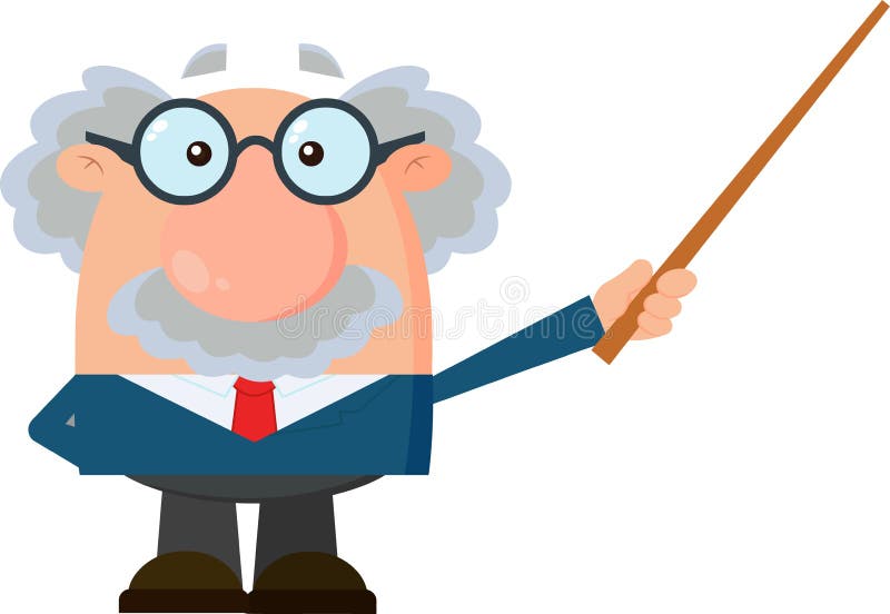 Professor or Scientist Cartoon Character with Pointer Presenting Stock ...