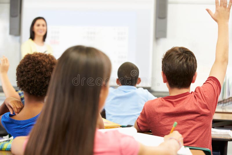 Professor Standing in Front of Class Asking Question Imagem de Stock ...
