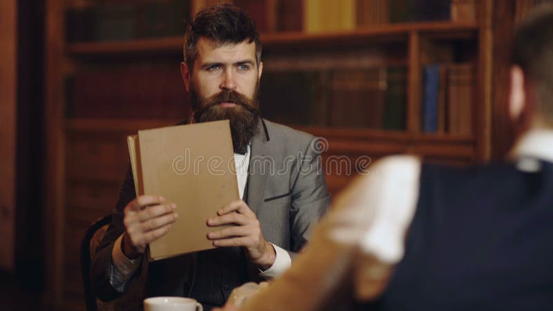 Professor and Student Discussing in Library. Scientists Conversation ...