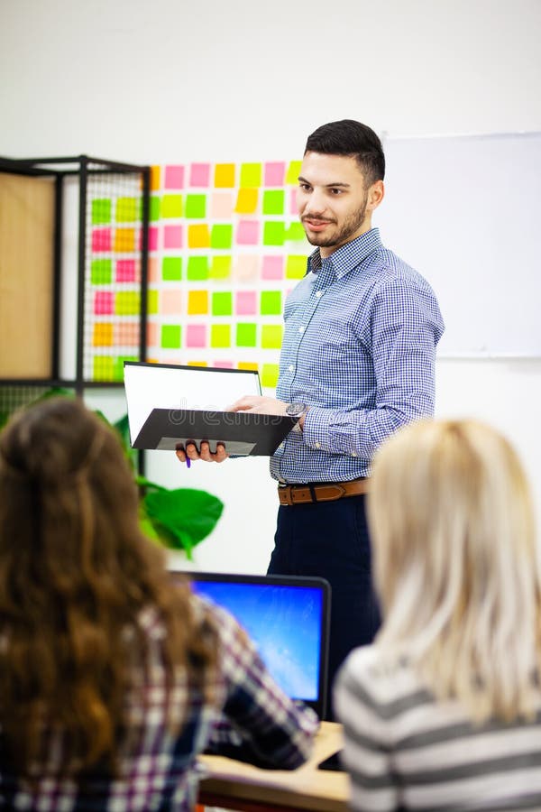 Professor and Students in a Modern Classroom Stock Photo - Image of ...