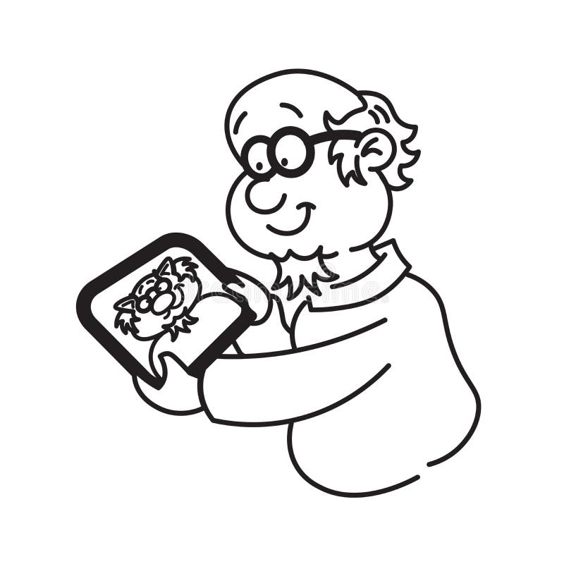 Professor holding tablet stock vector. Illustration of oldman - 55048598