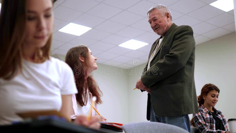 Professor Talks To Student, Smile and Laugh. Stock Image - Image of ...