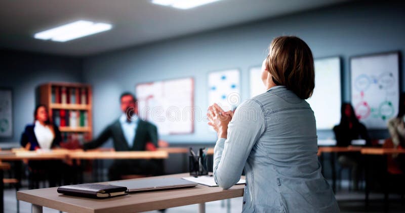 Professor Teacher Classroom Teaching Students Stock Photo - Image of ...