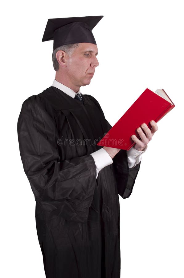 Professor Teacher Reading Book Isolated Stock Photo - Image of back ...